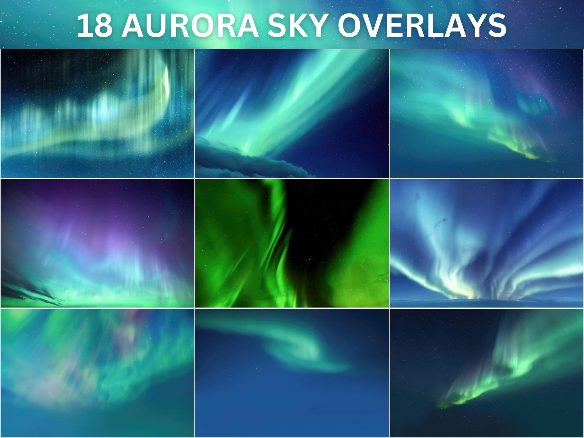 18 Aurora Northern Light Skies Textures & Overlays Super High Quality ...
