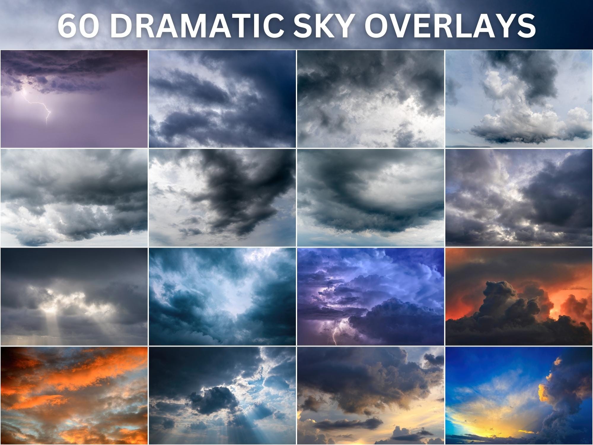 60 Dramatic Sky Textures & Overlays | Super High Quality | Photoshop ...