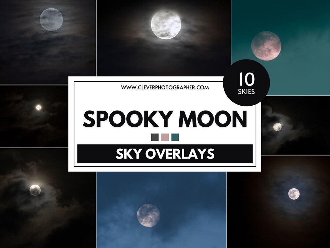 10 Spooky Moon Sky Textures & Overlays | Super High Quality | Photoshop ...