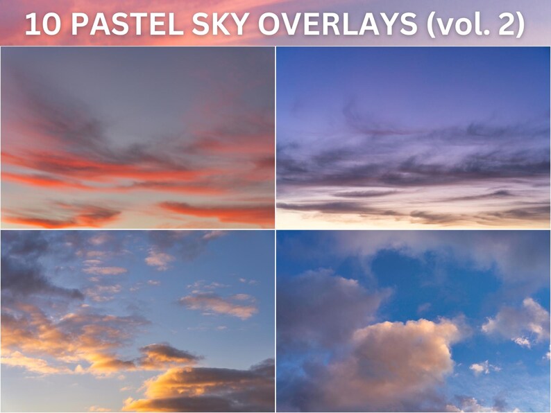 10 Pastel Sky Textures & Overlays | Super High Quality | Photoshop ...