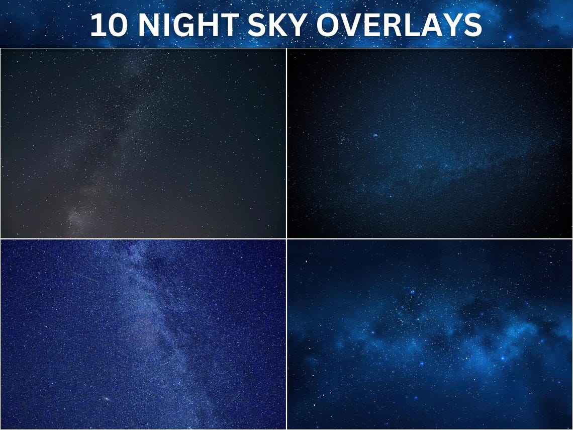 10 Night Sky Textures & Overlays | Super High Quality | Photoshop ...