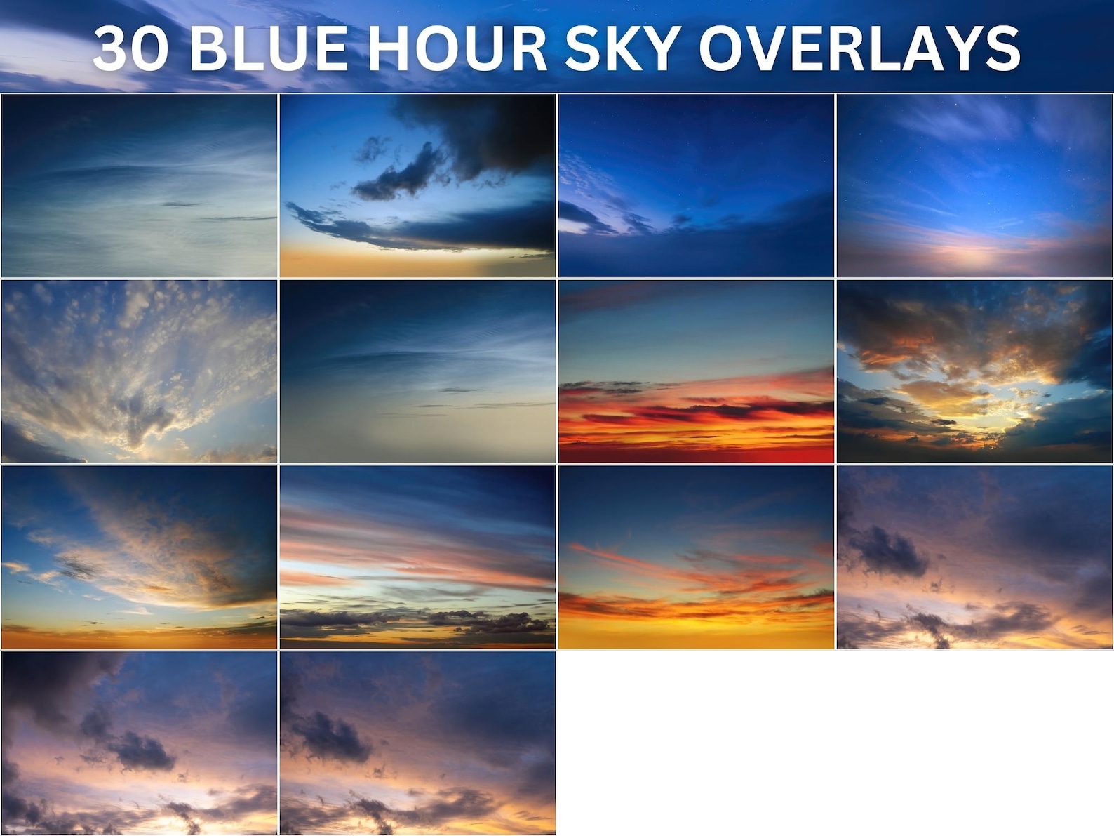 30 Blue Hour Sky Textures & Overlays | Super High Quality | Photoshop ...