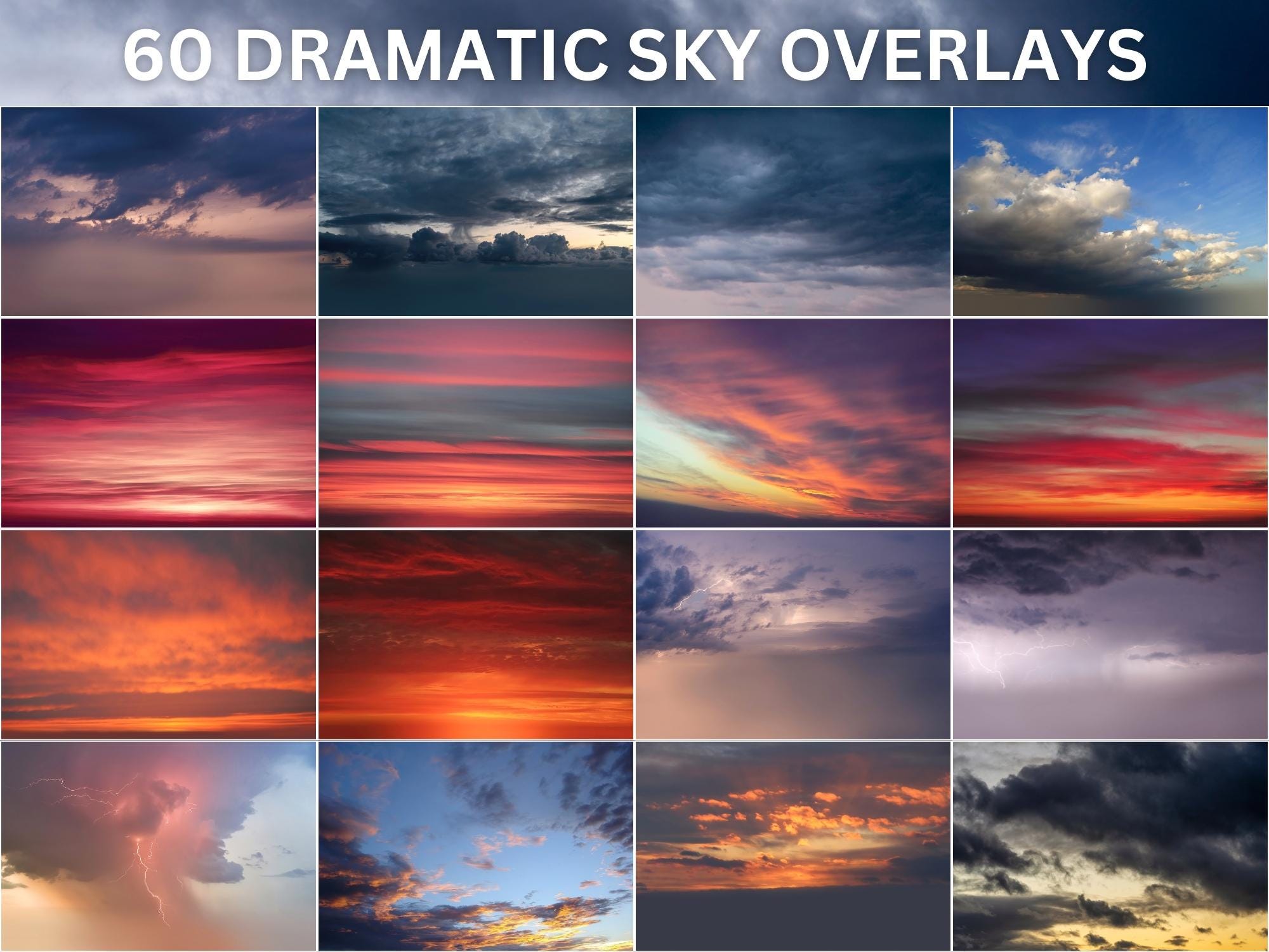 60 Dramatic Sky Textures & Overlays | Super High Quality | Photoshop ...