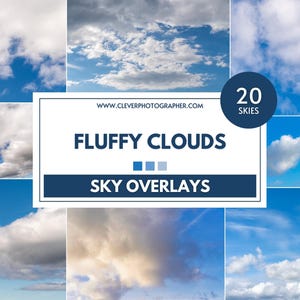 20 Fluffy Clouds Sky Textures & Overlays Super High Quality Photoshop ...