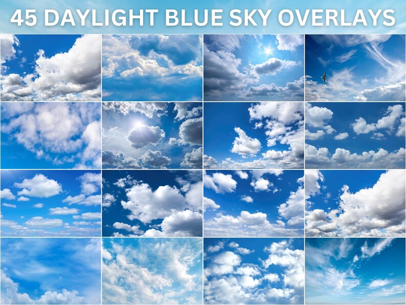 45 Daylight Blue Sky Textures & Overlays Super High Quality Photoshop ...