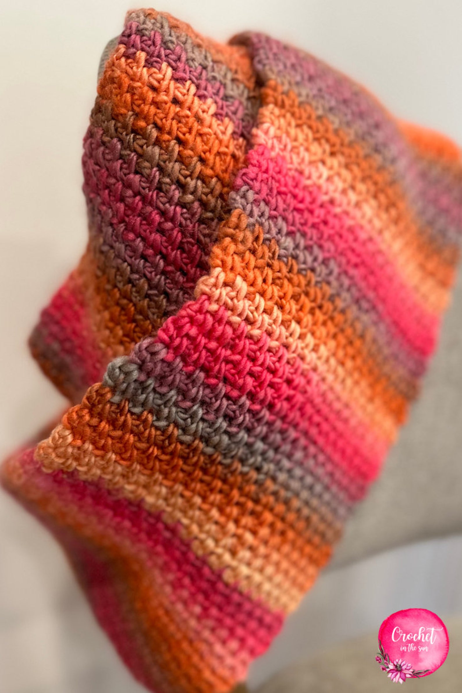 Moss Stitch Crochet Scarf Pattern, Uluru Sunset (PDF Download) - Etsy