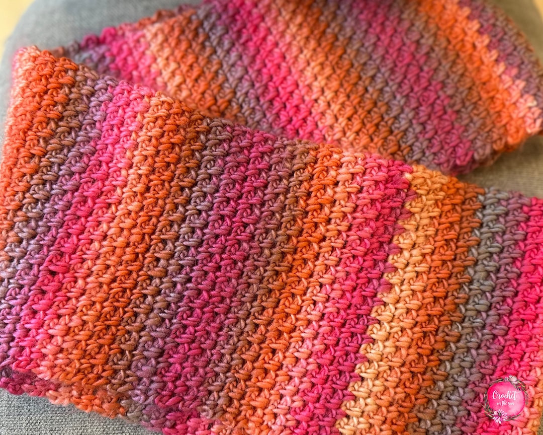 Moss Stitch Crochet Scarf Pattern, Uluru Sunset (PDF Download) - Etsy