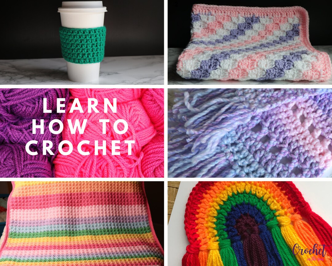 Crochet Pattern Bundle, Beginner's Guide, Cup Cozy, Rainbow, Scarf (PDF ...