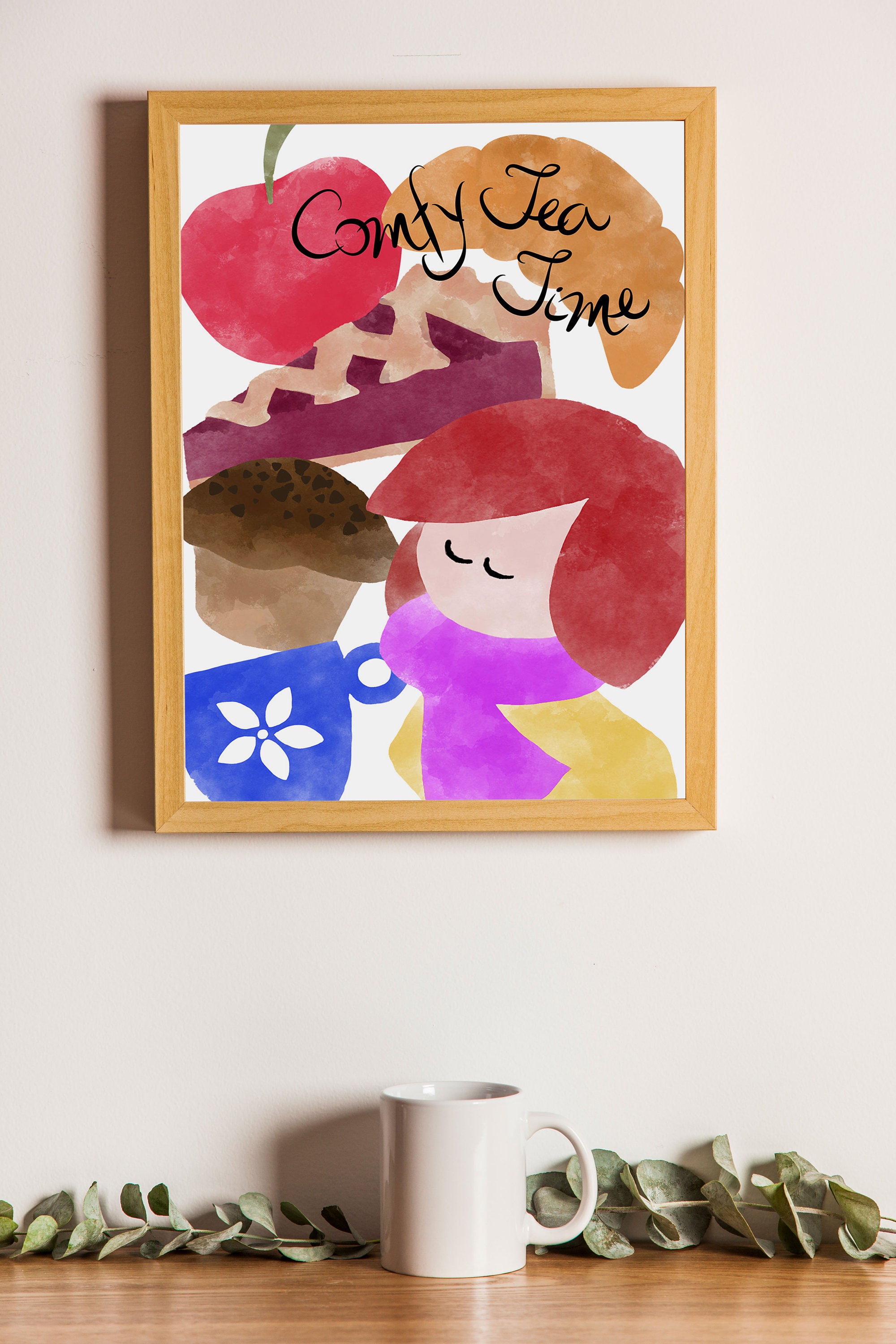 Comfy Tea Time Wall Art, Printable Afternoon Tea, Tea Bread Pastry ...