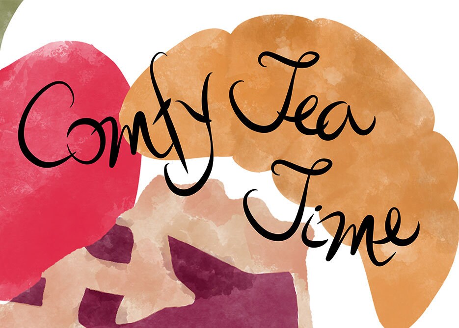 Comfy Tea Time Wall Art, Printable Afternoon Tea, Tea Bread Pastry ...
