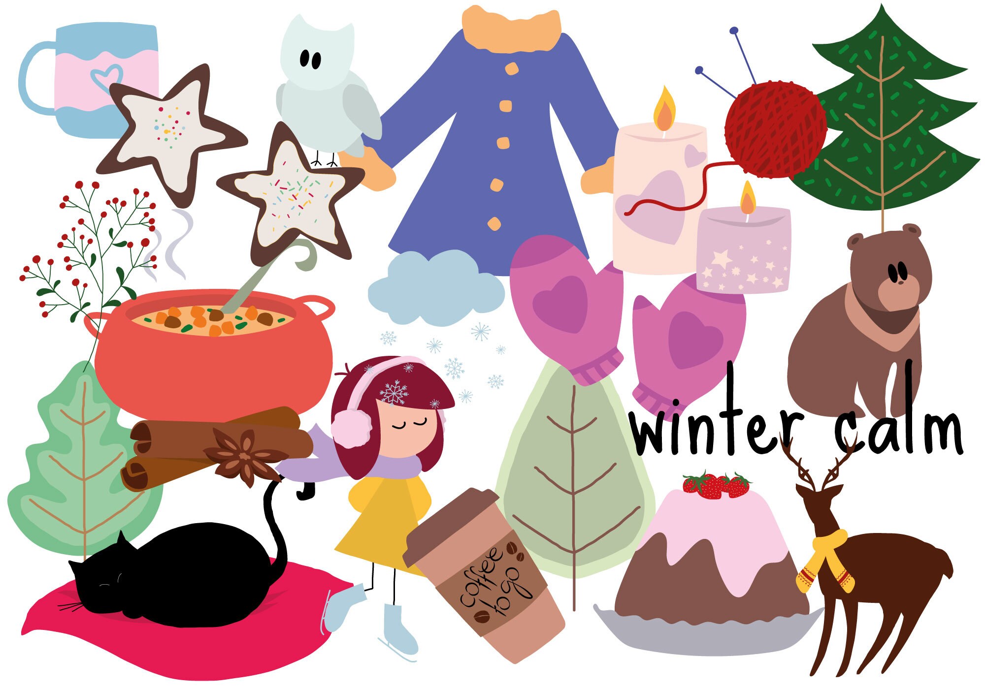 Winter Calm Clipart Printable Winter Clipart Set Winter - Etsy