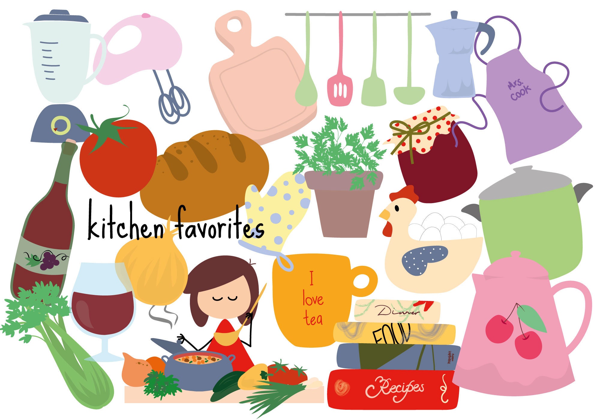 Kitchen Favorites Clipart Printable Kitchen Clipart Kitchen - Etsy