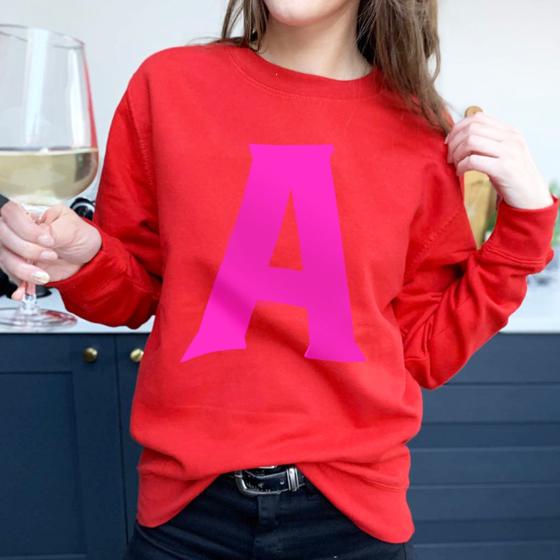Personalised Pink Alphabet Initial Jumper | Etsy