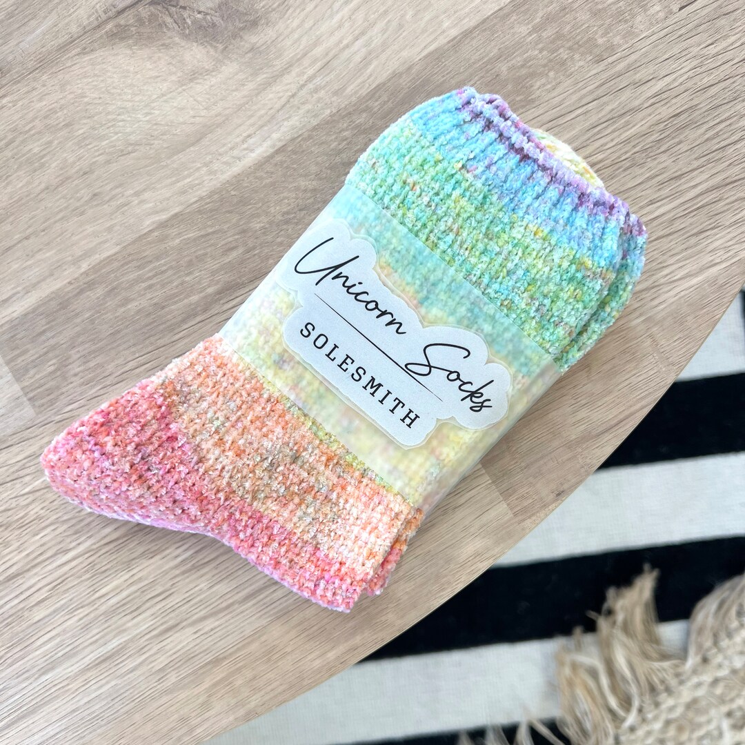 Rainbow Unicorn Chenille Socks: Women's UK 4-7 - Etsy