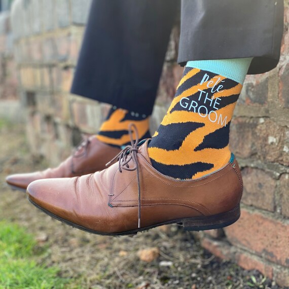 Tiger Feet Patterned Wedding Socks wedding gift groomsman gifts socks for the wedding party usher socks personalised tiger socks
