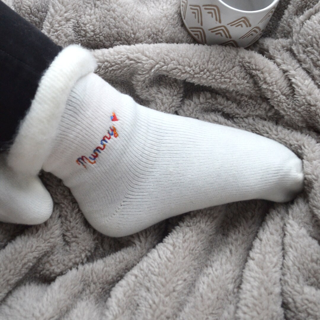 Personalised Rainbow Super Soft Socks | Fluffy Bed Socks | Embroidered ...