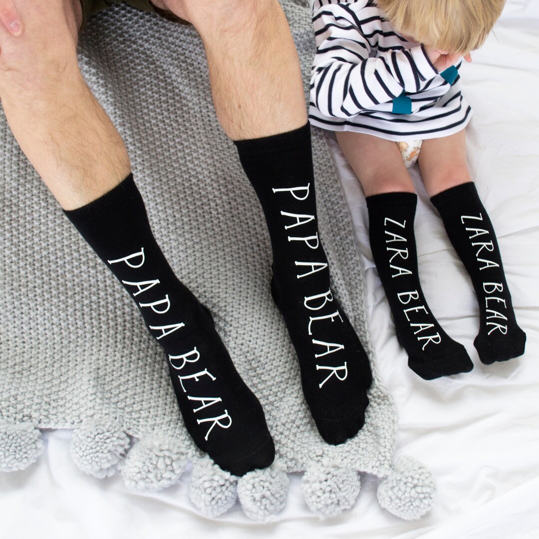 Personalised Daddy Bear Twinning Set of Socks | Father's Day | Matching ...
