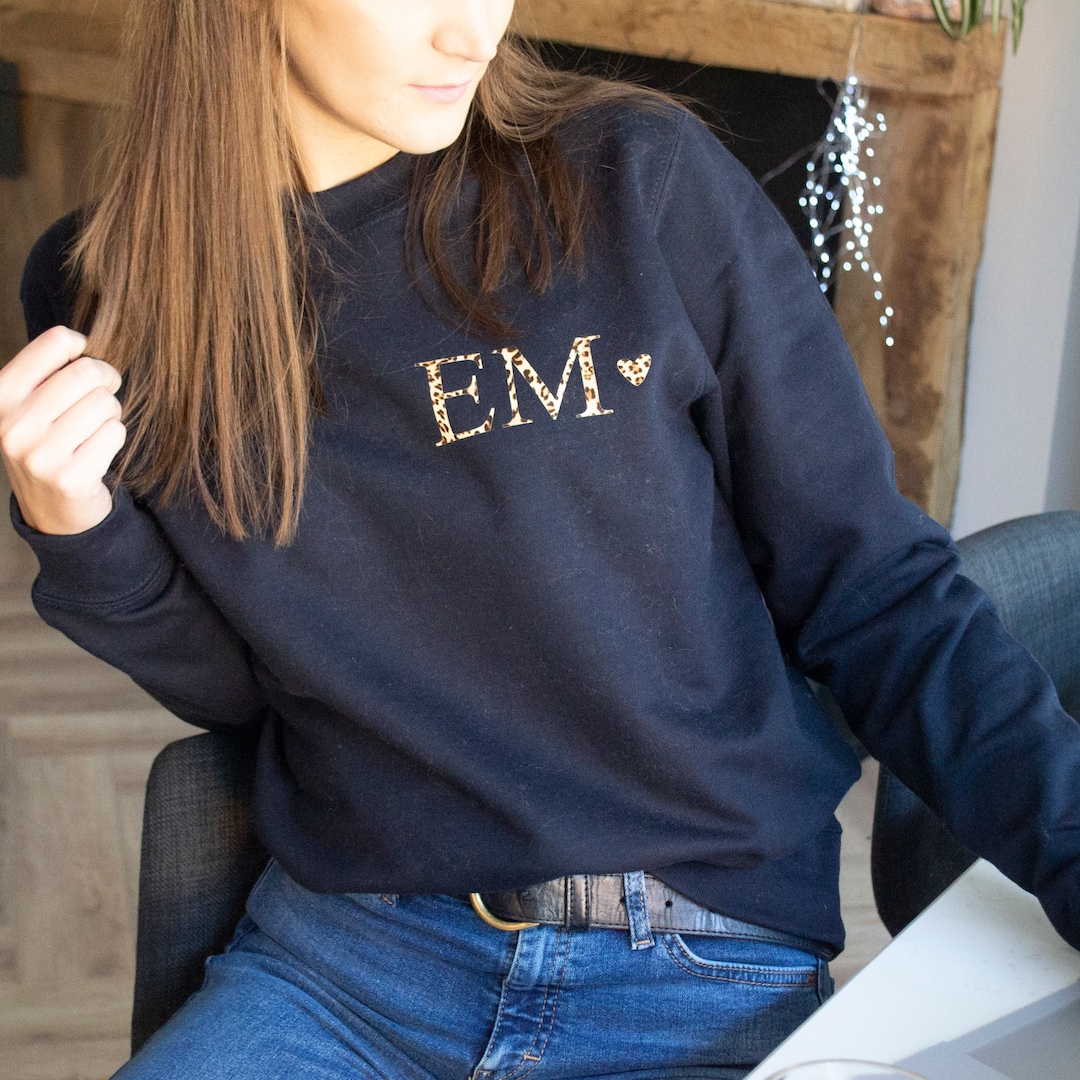 Personalised Leopard Print Monogram Sweatshirt - Etsy