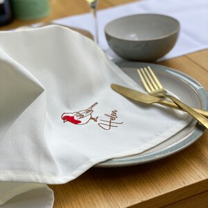 Embroidered Robin Napkin - Etsy UK