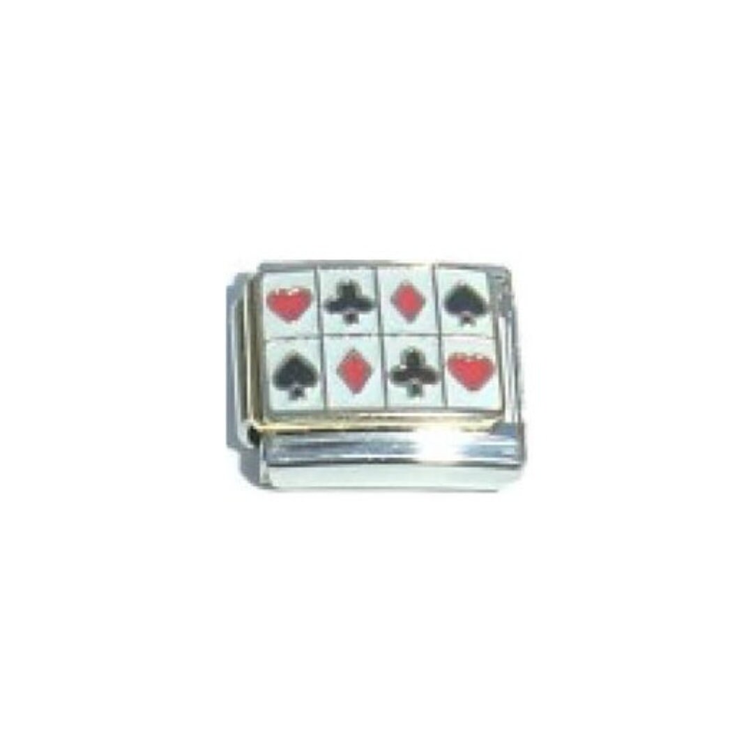 White All Suits Card With Stone Enamel Italian Charm - 9mm Italian ...