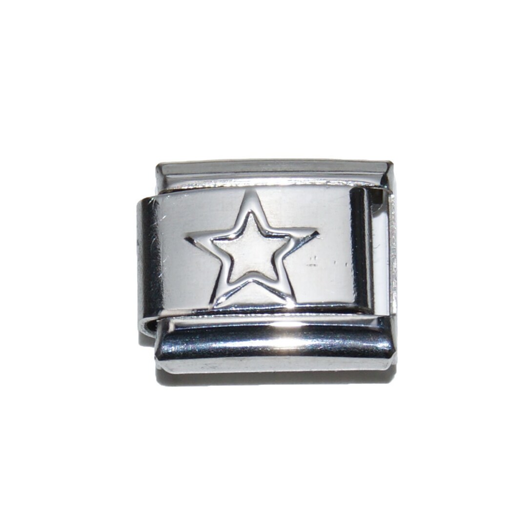 Outline Star Silver Coloured 9mm Italian Charm - Fits Classic 9mm ...