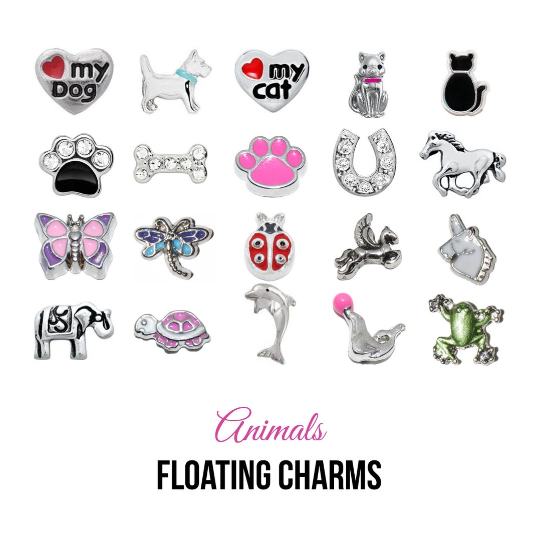 Animal, Dog, Cat, Unicorn, Horse, Butterfly.. - Floating Locket Charm ...
