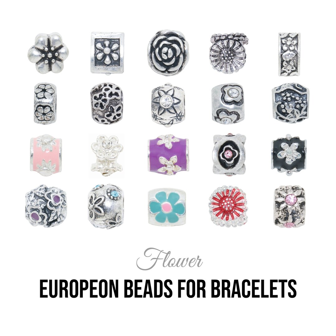 Flowers European Beads - European Bead Charm - Etsy Canada