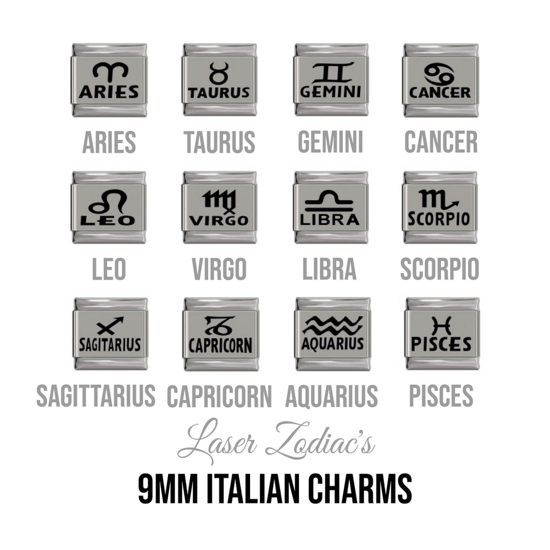 Zodiac Laser Italian Charm - 9mm Classic Italian Charms - Etsy