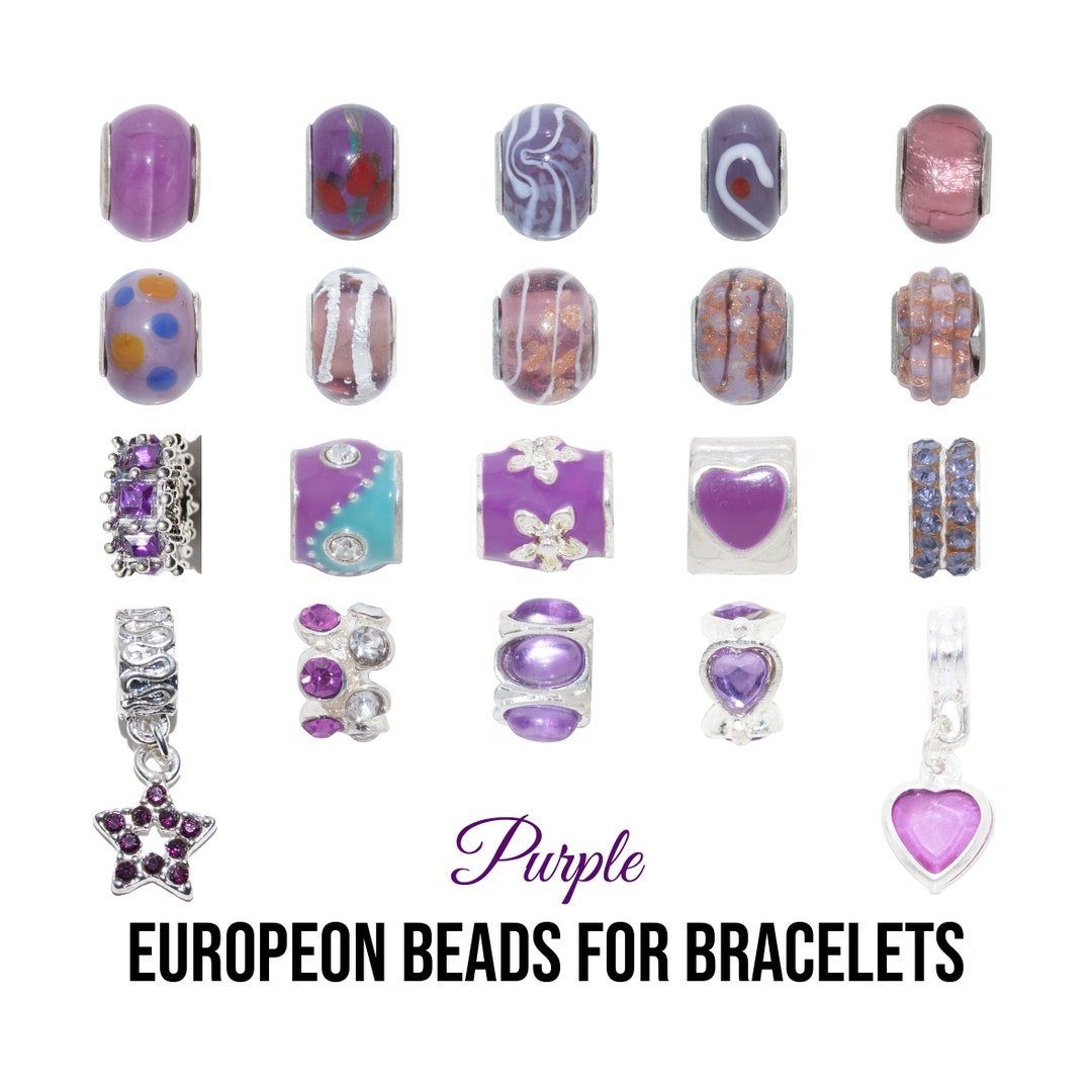 Purple Coloured European Beads - European Bead Charm - Etsy Canada