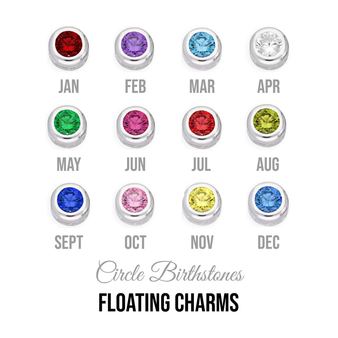 Circle Birthstone Floating Charm - Floating Locket Charm - Etsy