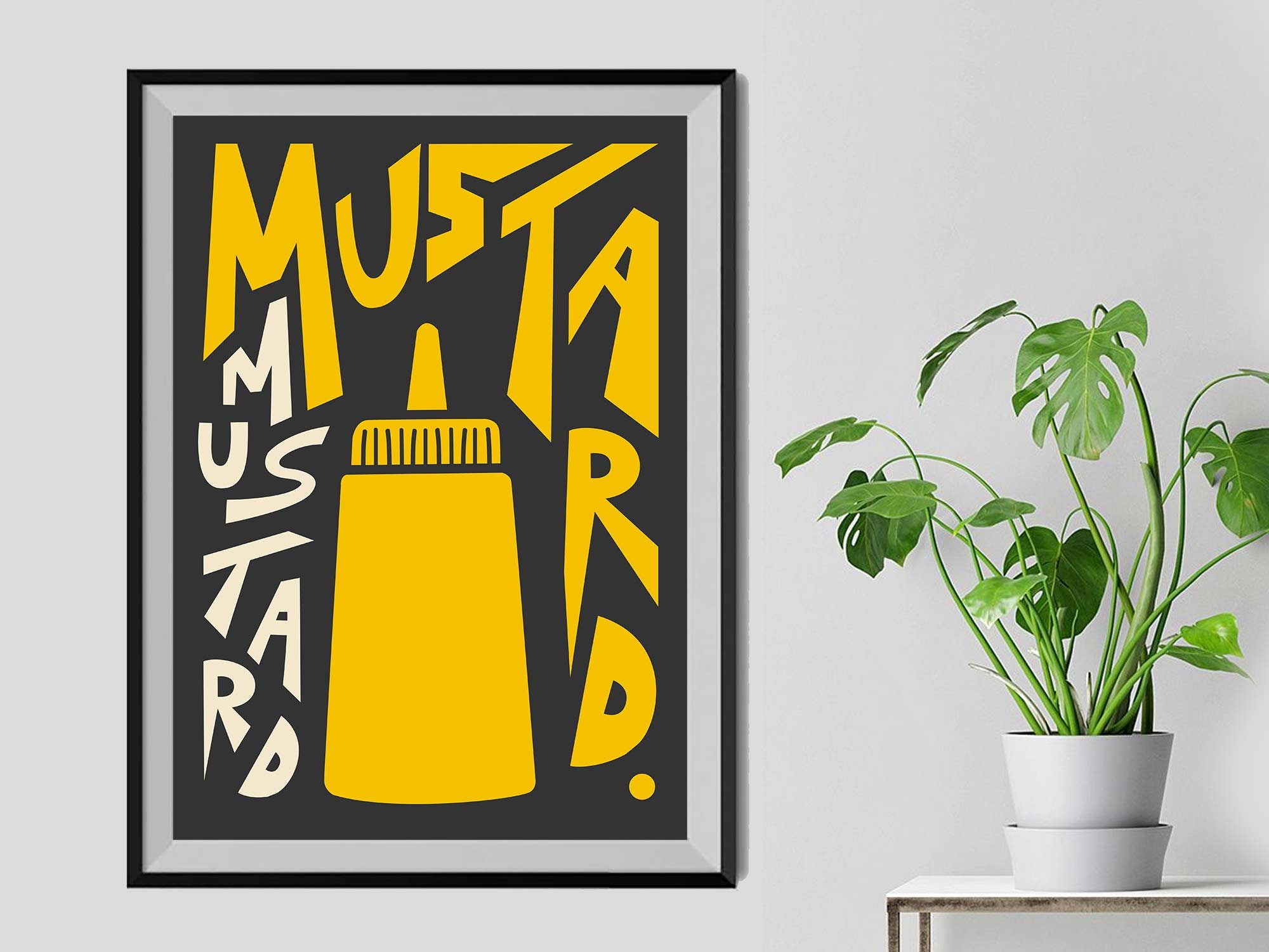 Mustard Illustration Print, Food Sign, Mid Century Modern, Kitchen ...