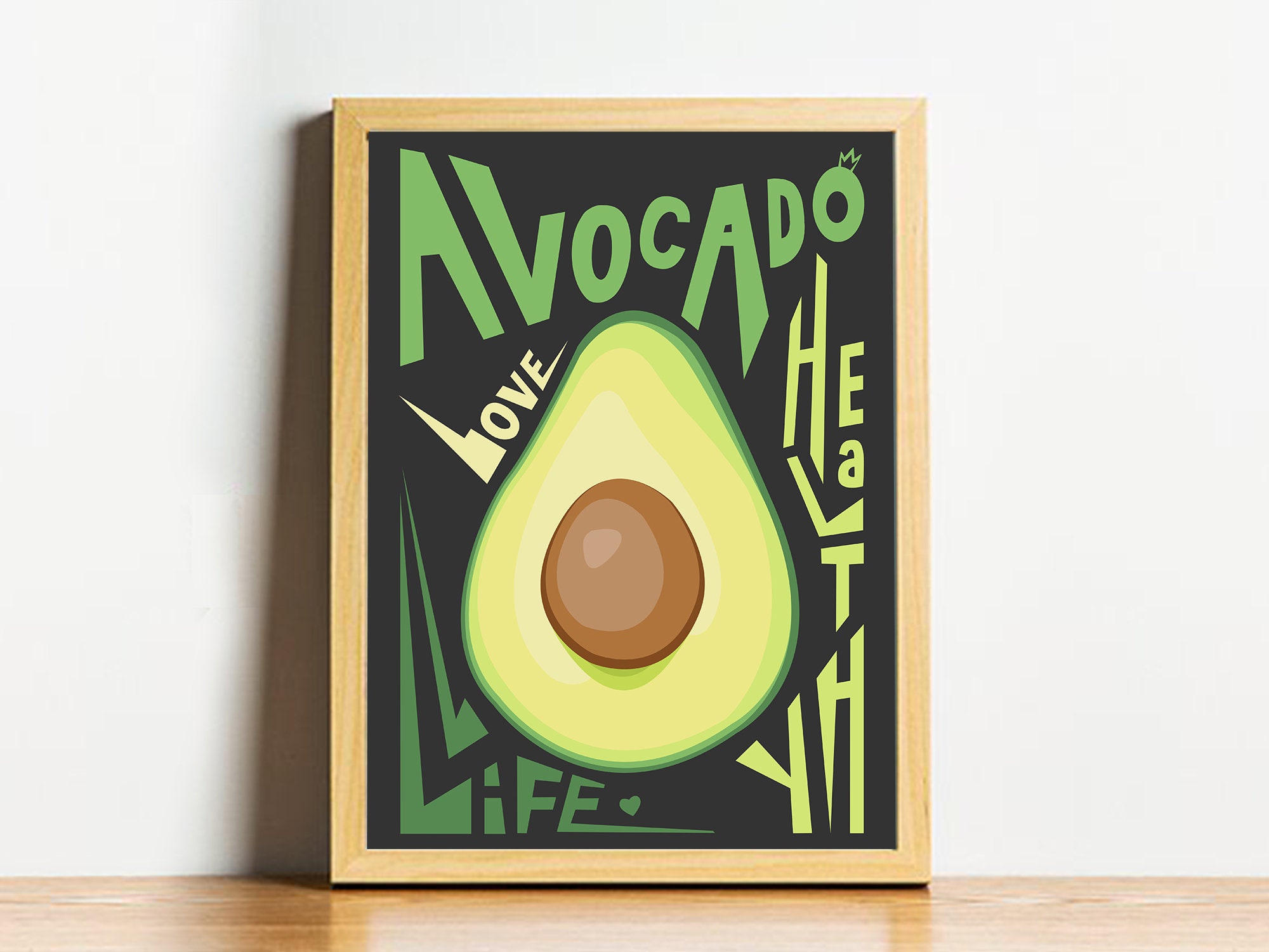 Avocado Illustration Print, Food Sign, Mid Century Modern, Kitchen ...