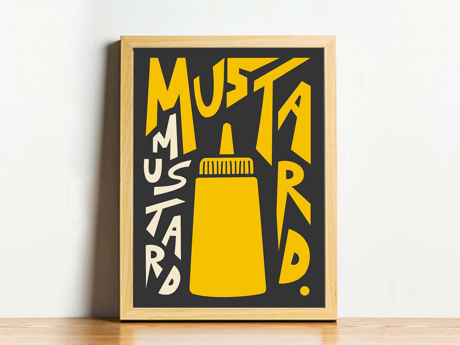 Mustard Illustration Print, Food Sign, Mid Century Modern, Kitchen ...