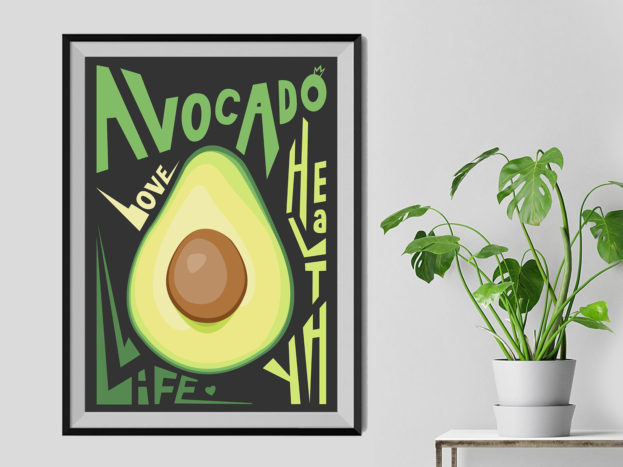 Avocado Illustration Print, Food Sign, Mid Century Modern, Kitchen ...