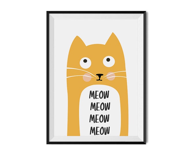 Cute Cat Print Cat Wall Art Animals Print Cat Wall Decor - Etsy