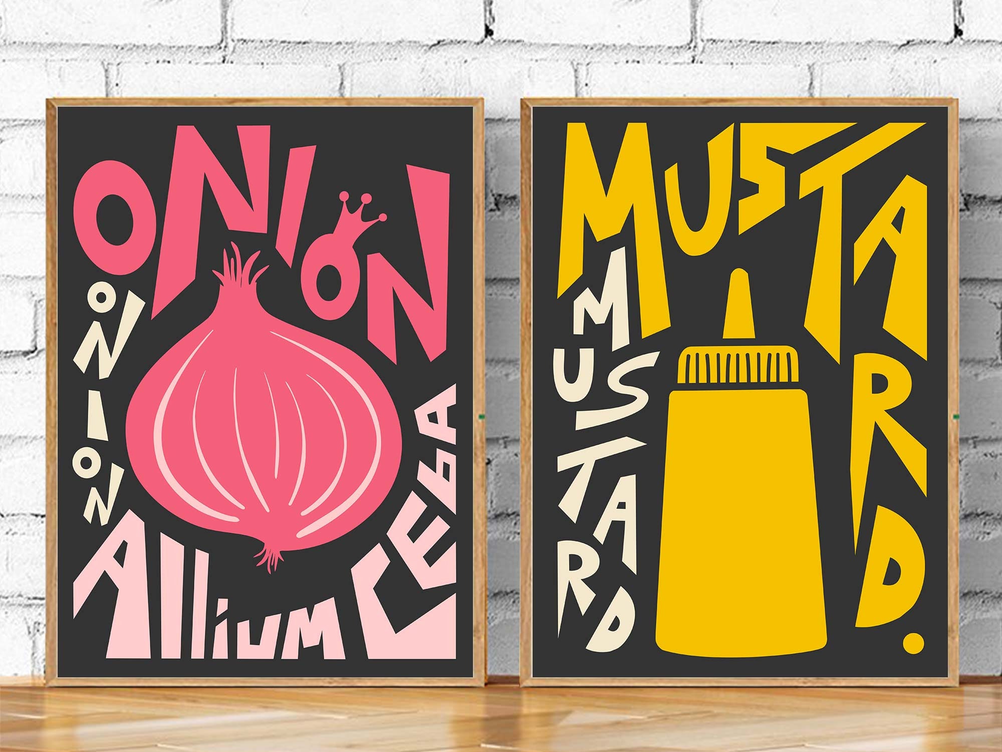 Mustard Illustration Print, Food Sign, Mid Century Modern, Kitchen ...