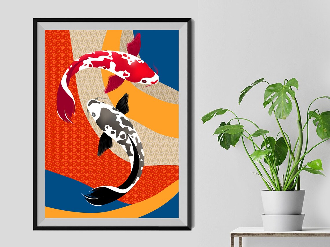 Koi Fish Print, Japanese Koi Print, Koi Carp, Fish Poster, Downloadable ...
