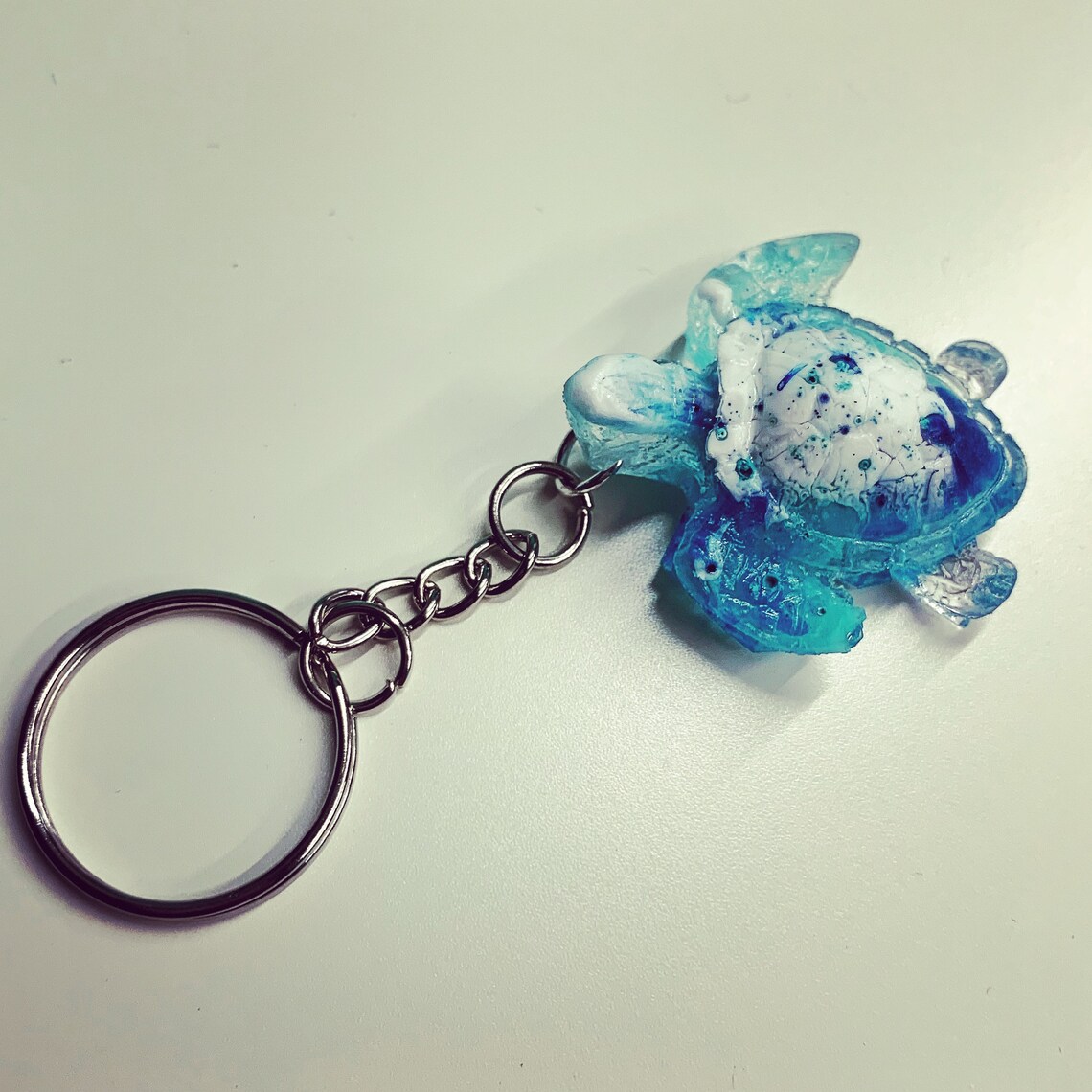 Ocean Resin Sea Turtle Key Ring - Etsy