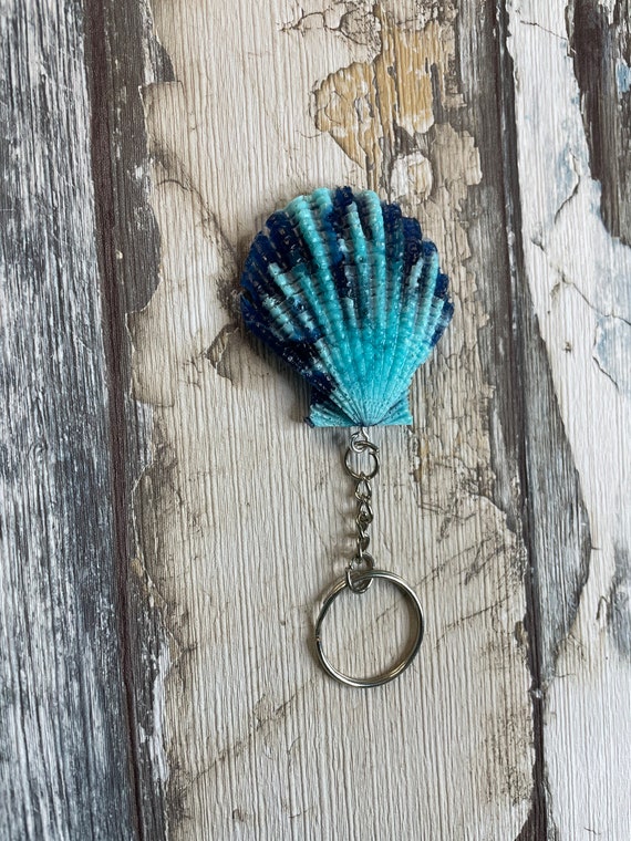Ocean Resin Sea Scallop Shell Key Ring - Etsy