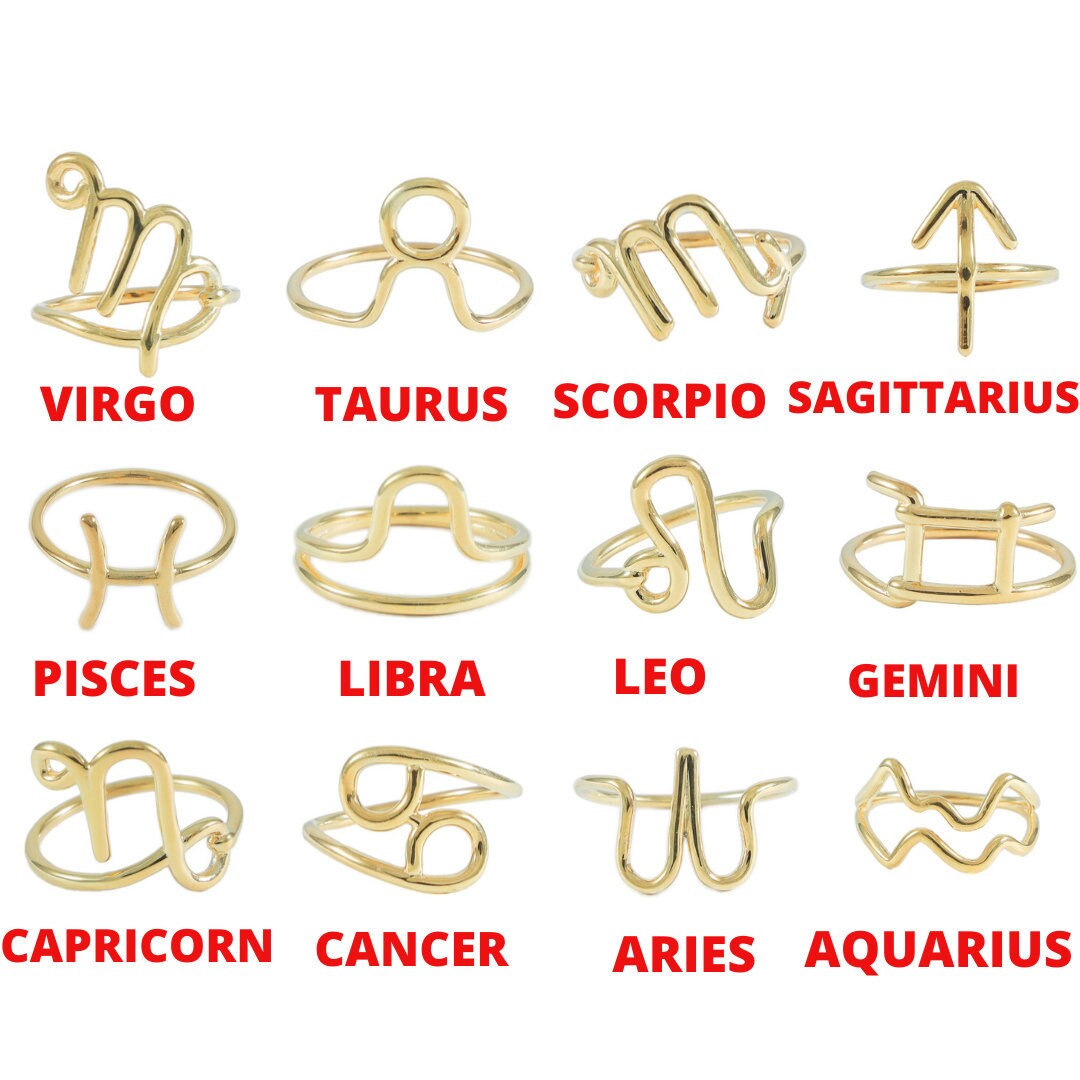 ZODIAC SIGN RINGS in 18k Gold Vermeil Virgo Taurus Scorpio - Etsy