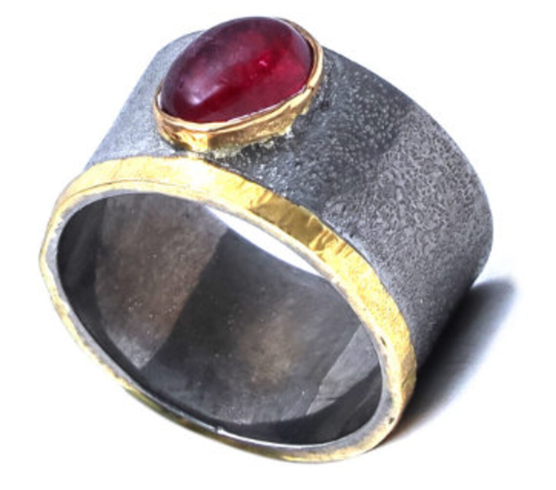 Mixed Metal Gold With Ruby Ring Genuine Natural Ruby - Etsy