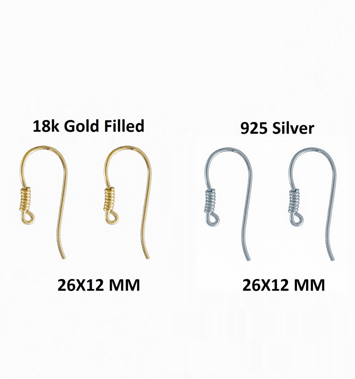 Set of 100 pairs 26X12 MM Ear Wire Hook 18k Gold Filled DIY | Etsy