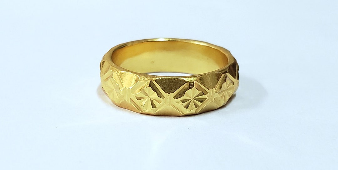 Men's Solid Gold Ring I 18k Gold Vermeil I Polished Gold Ring I ...