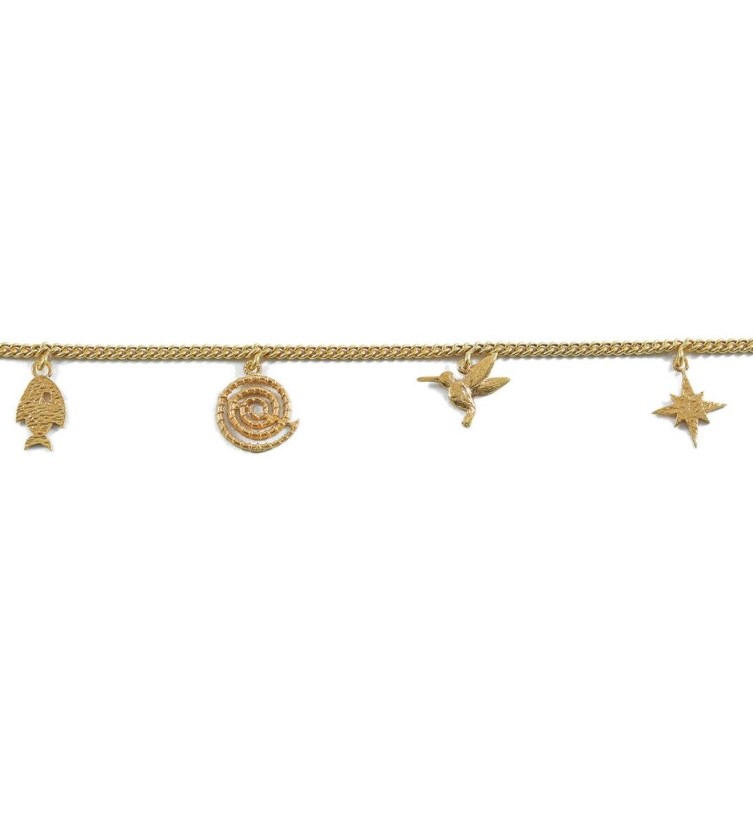 Hammered Dainty Charms Bracelet, All in Gold Vermeil,tiny Little Multi ...
