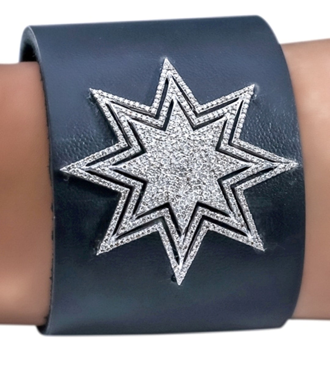 925 Sterling Silver Star Bracelet, Silver Adjustable Leather Bracelet ...