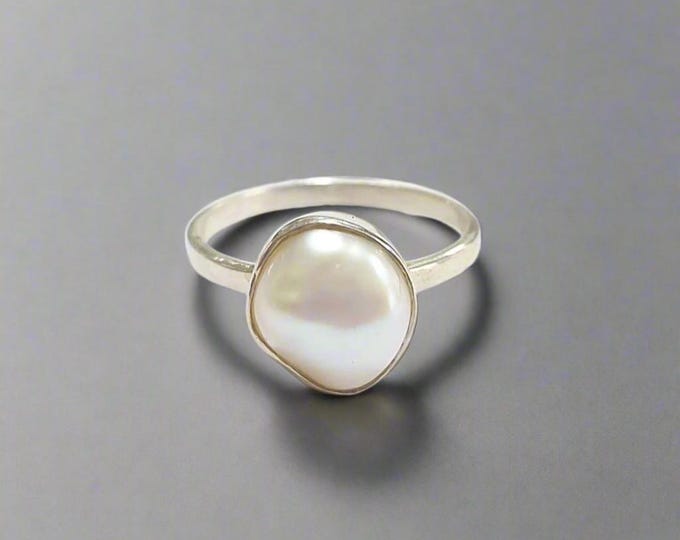 925 Sterling Silver Simple Pearl Ring, Freshwater Pearl Ring, Silver ...