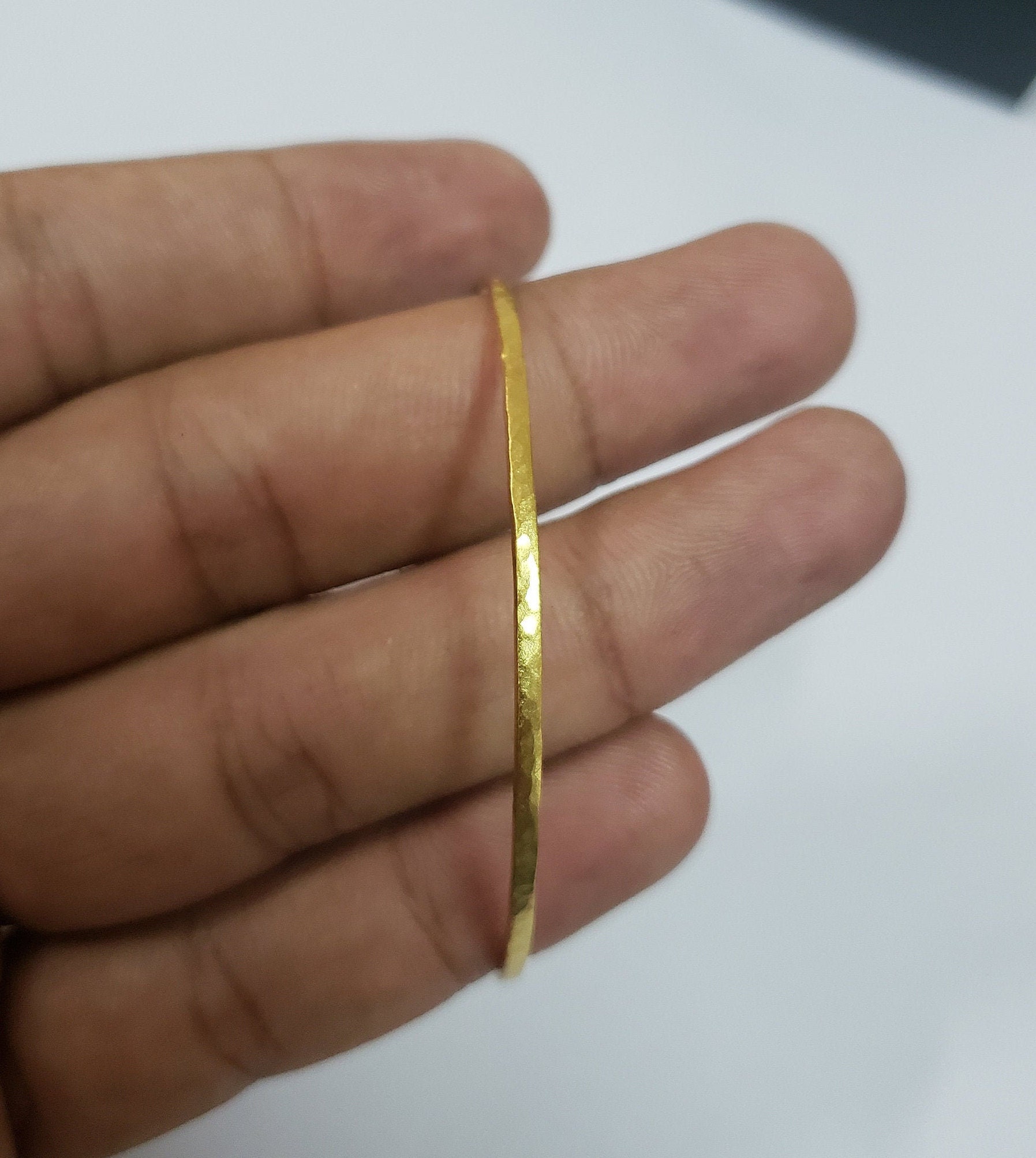 Gold Vermeil Thin Bangle Hammered Bangle Stacking Bangles | Etsy