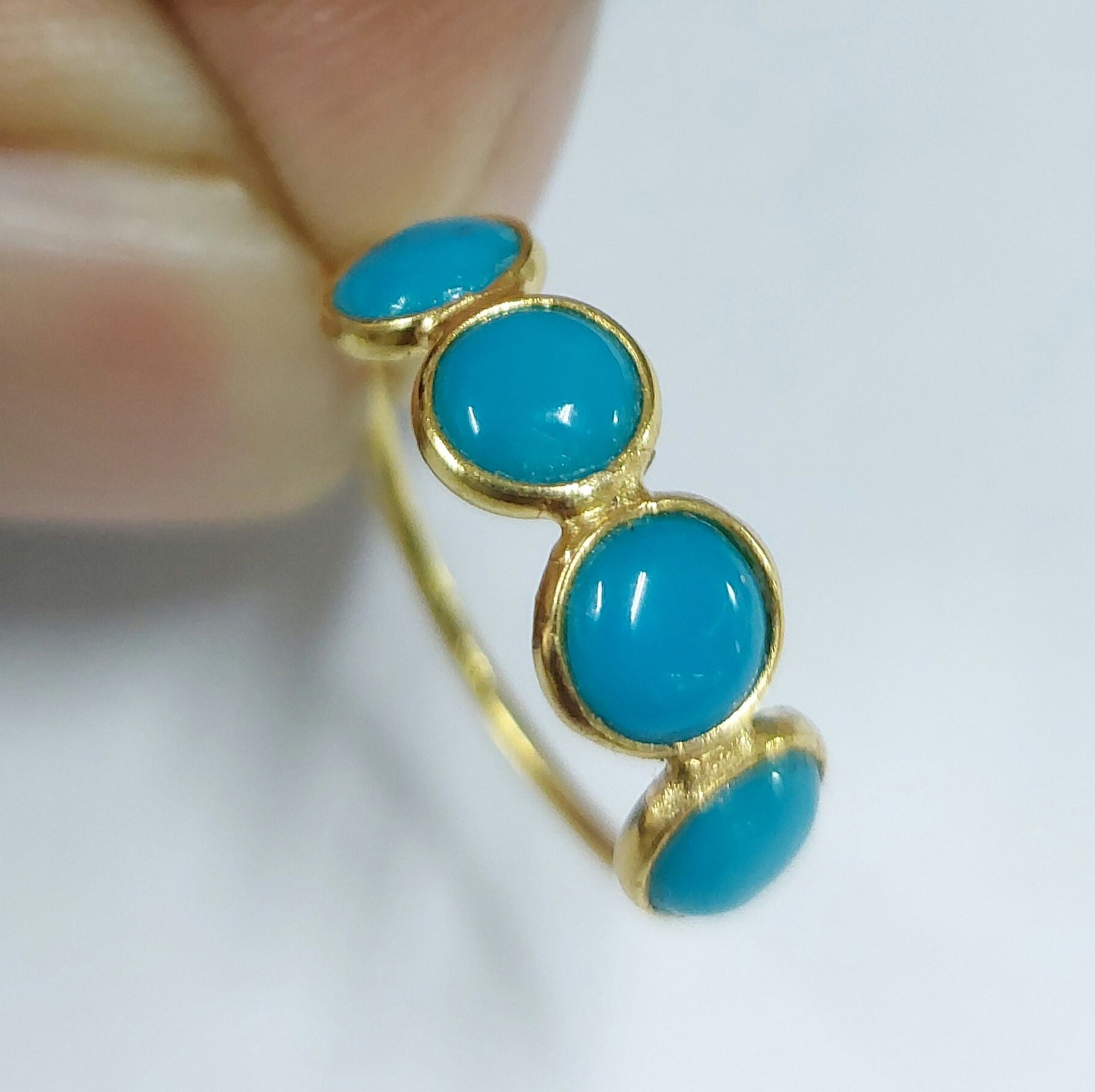Arizona Turquoise 18k Gold Ring Statement Ring Natural - Etsy