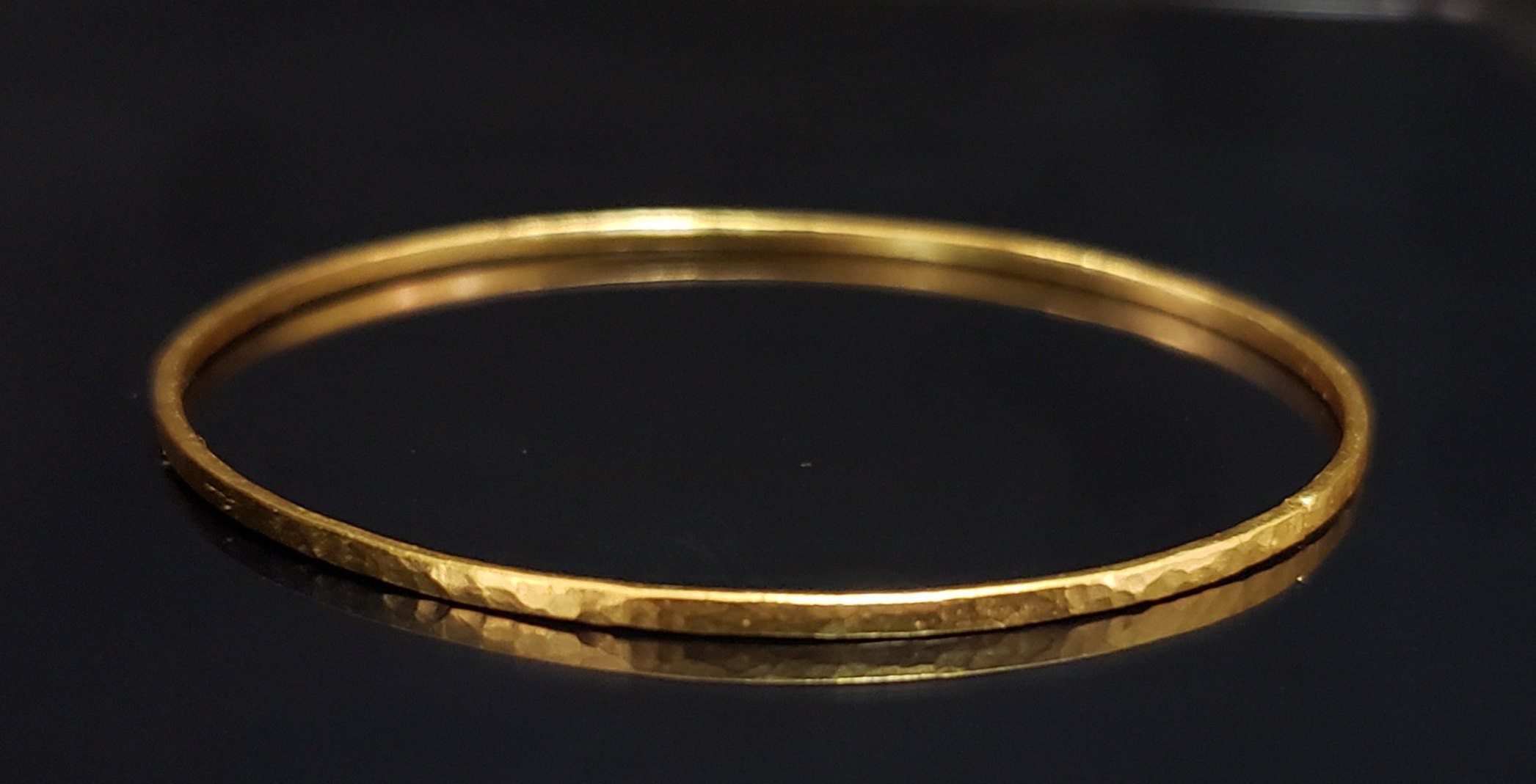 Gold Vermeil Thin Bangle Hammered Bangle Stacking Bangles | Etsy