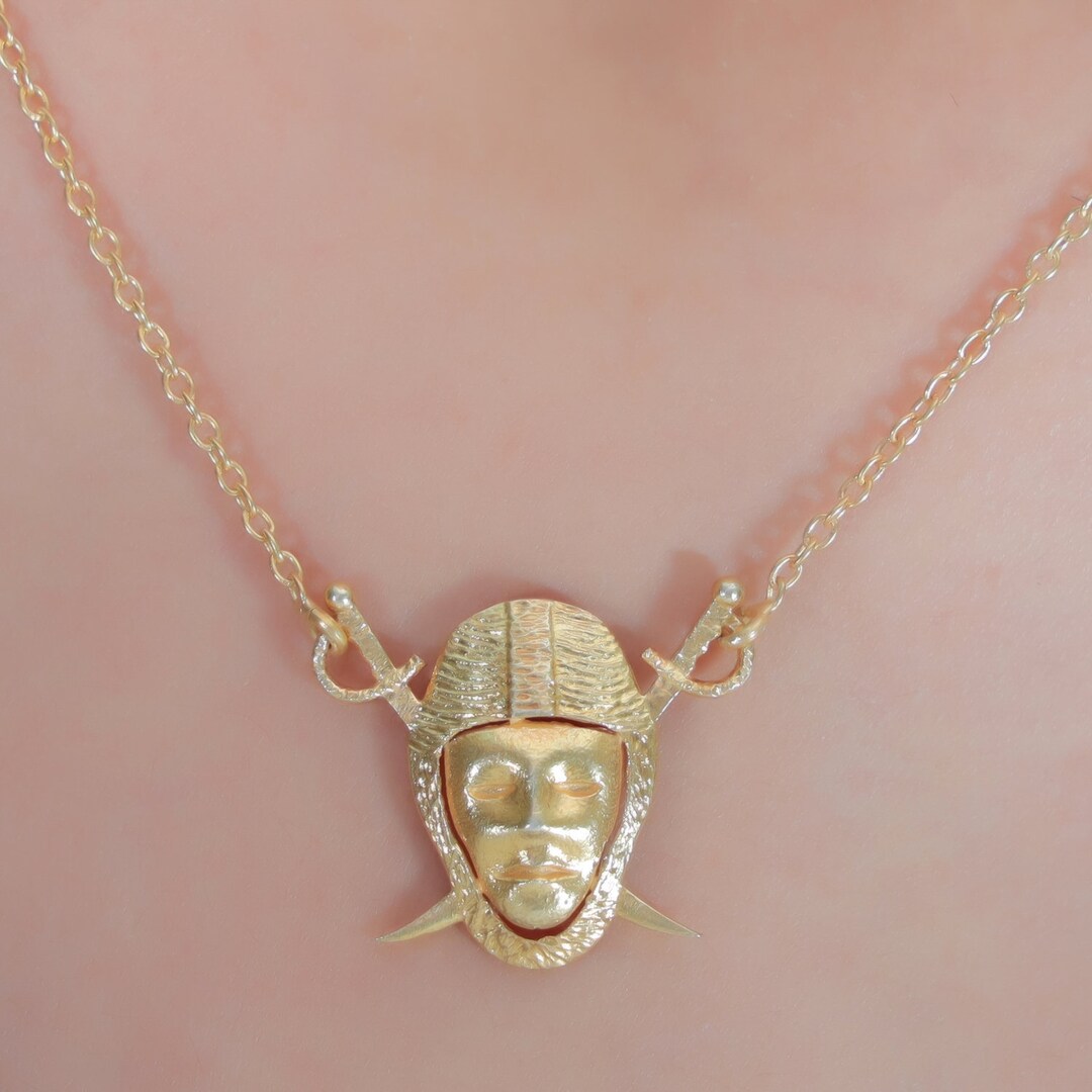 Samurai Charms Necklace in Gold Vermeil, Hammered Sword Charms, Minimal ...